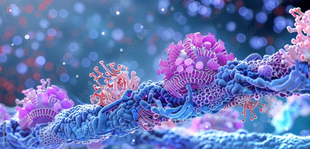 A visually stunning 3D rendering of a cell membrane, with detailed ...