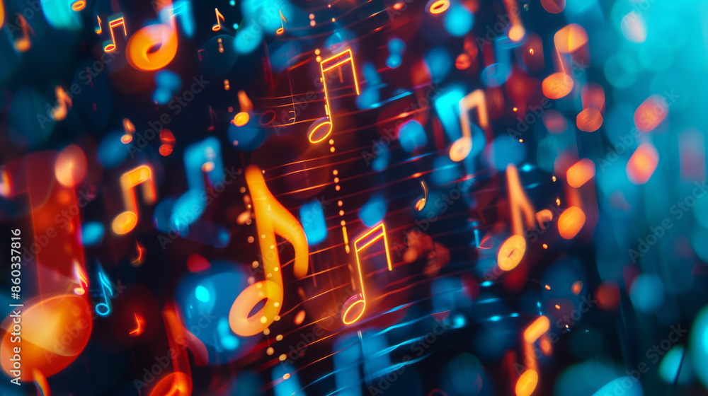 Musical notes and lines represent sound waves, forming the foundation ...