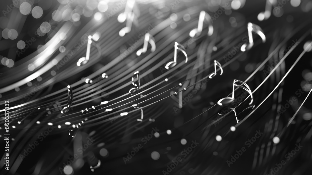 Musical notes and lines represent sound waves, forming the foundation ...