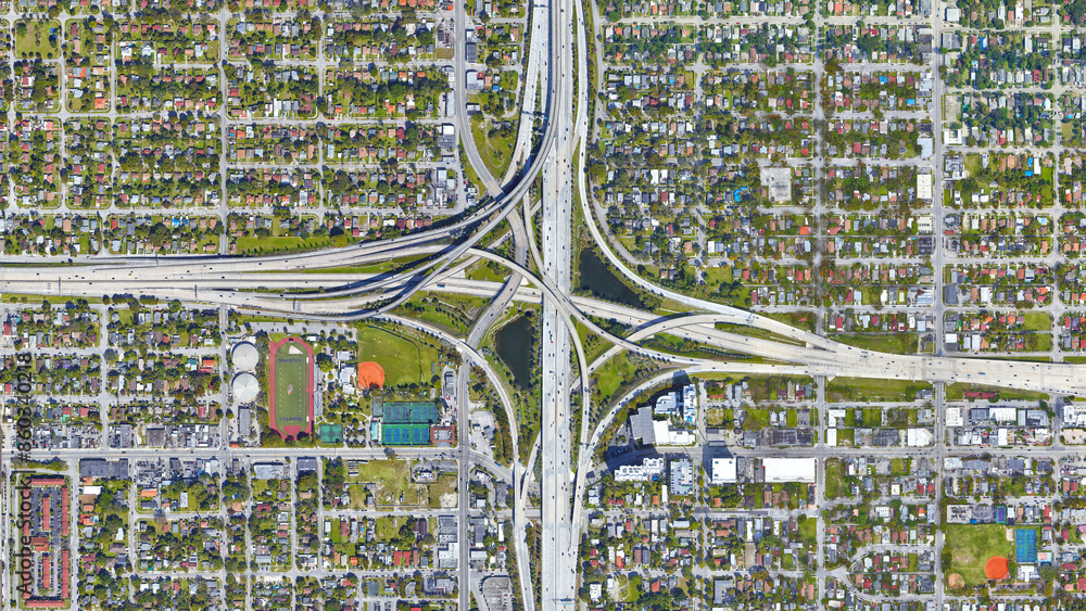 Raod, highway, flyover road junction - spaghetti and roundabout looking ...