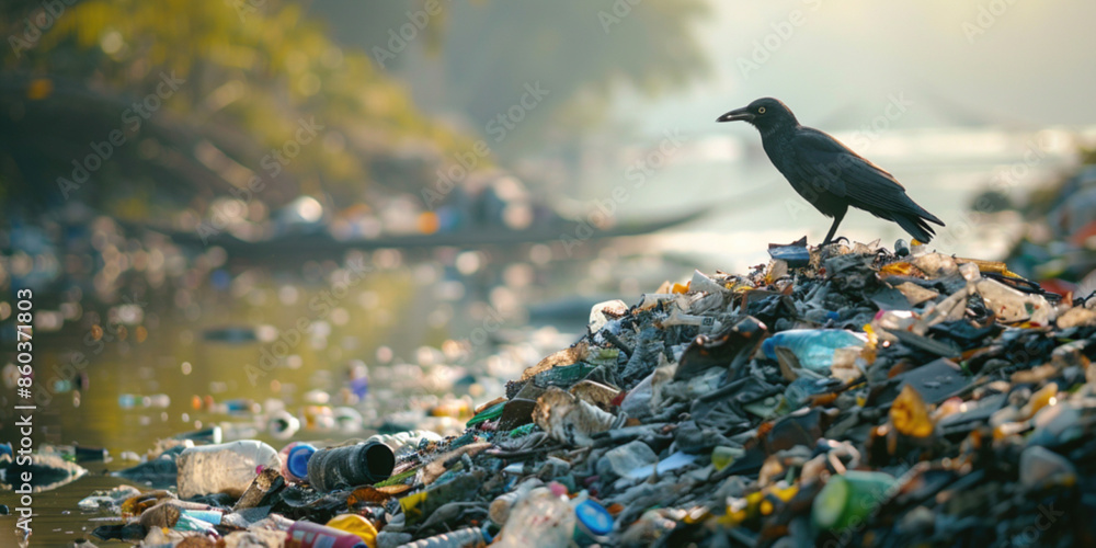 Plastic water wildlife problem ecological catastrophe concept. Exotic ...