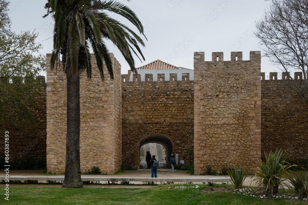 stone gate through Lagos city stone walls Porta de São Gonçalo original ...