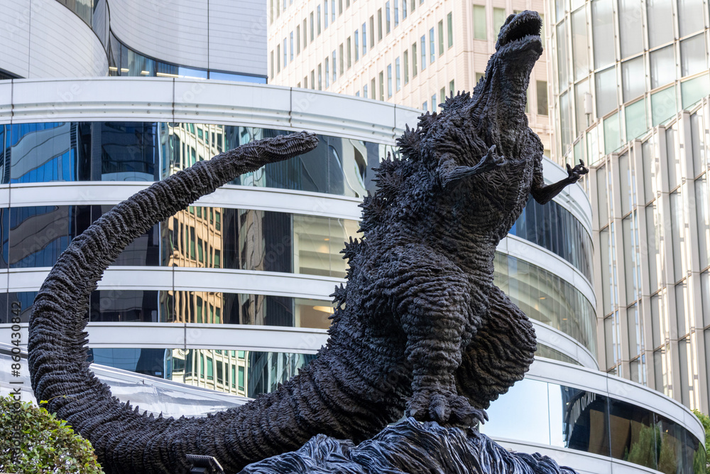 Godzilla Statue in the Hibiya Godzilla Square, Tokyo Stock Photo ...