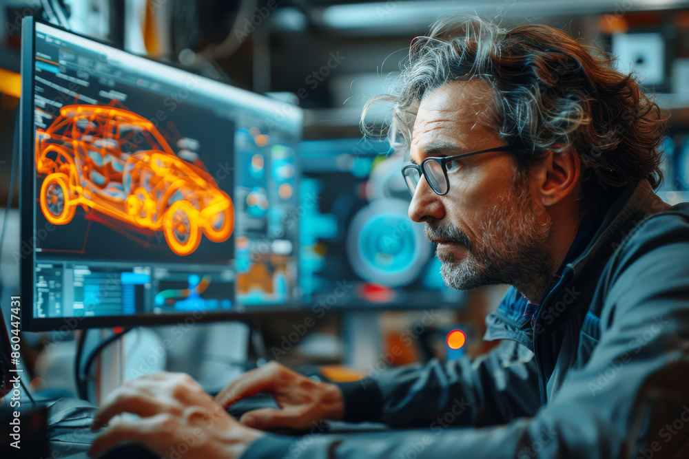 Engineer analyzes computational fluid dynamics simulations on a ...