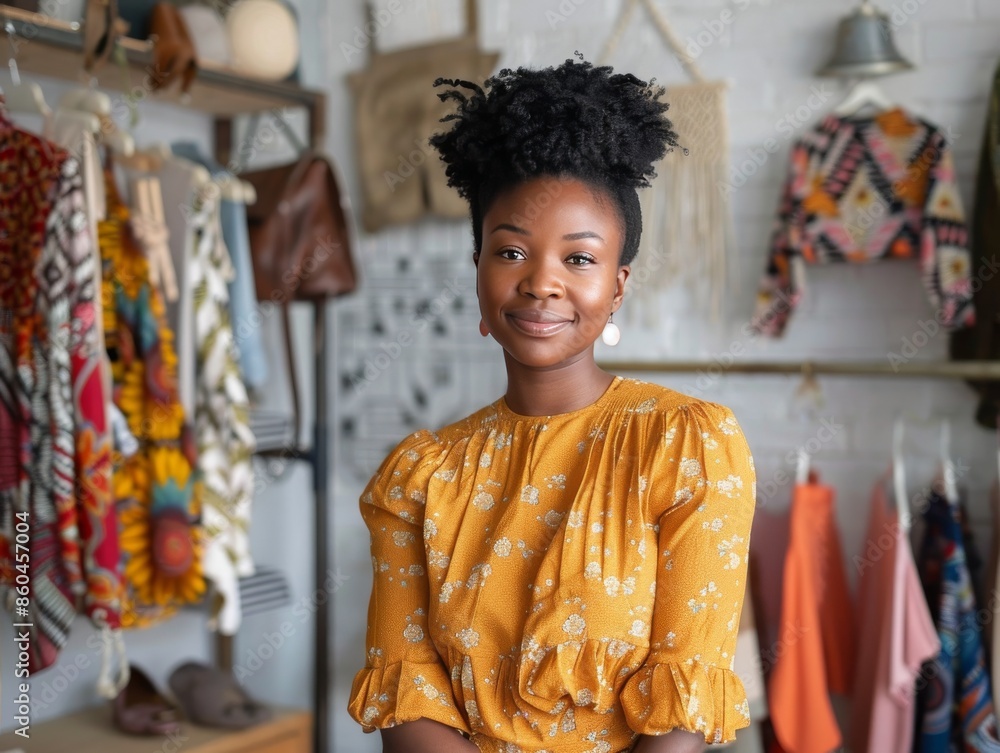 Fashion designer black woman thriving in creative atelier - Empowering ...