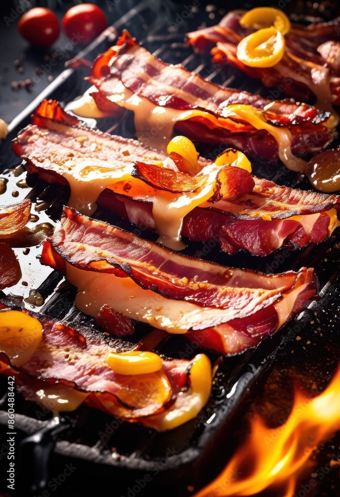 sizzling bacon hot griddle grease cooking breakfast food, splatter ...