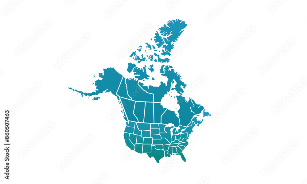Map of north america isolated modern colorful style. for website ...