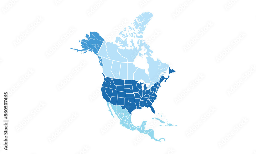 Map of north america isolated modern colorful style. for website ...