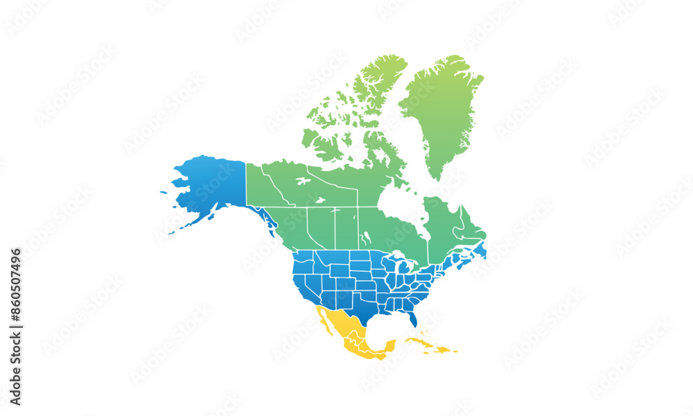 Map of north america isolated modern colorful style. for website ...