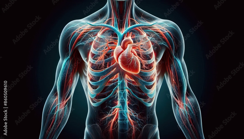 Anatomical illustration of a male muscular system showing detailed ...