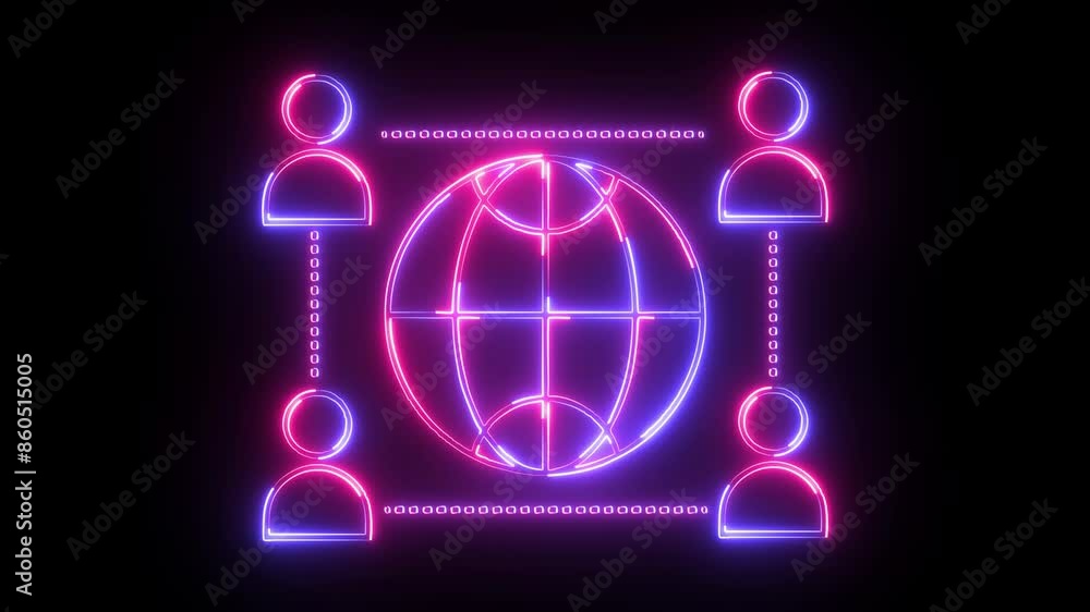 Abstract neon shine man icon animation . A man icon, often used in ...