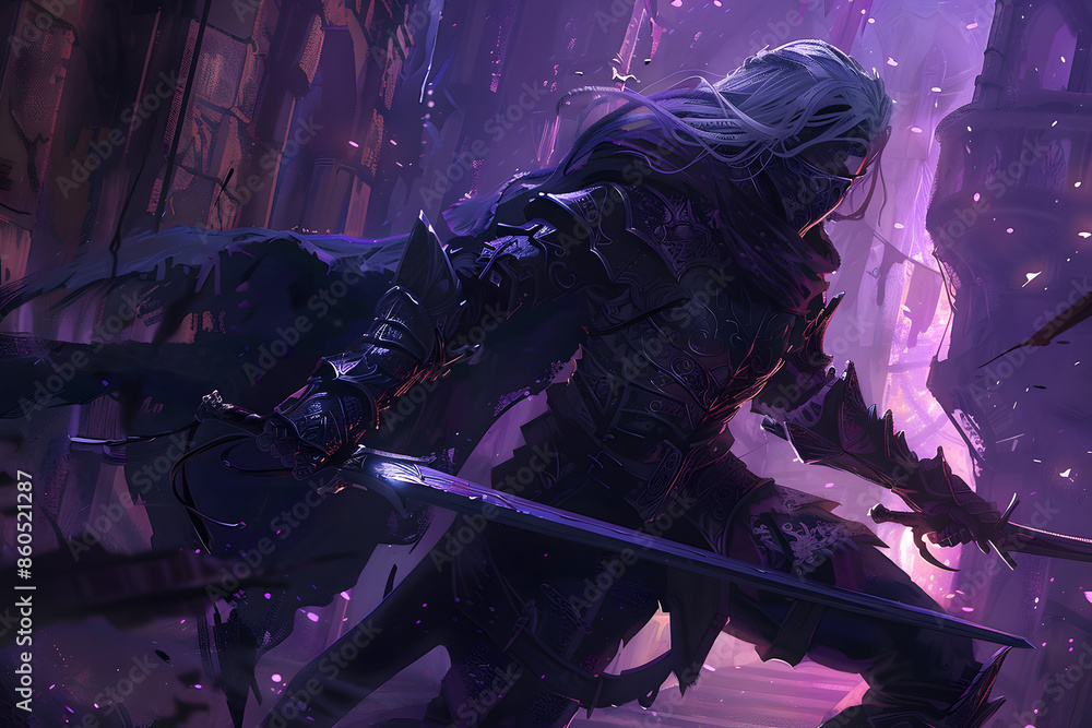 A high-resolution illustration of a drow assassin poised to strike from ...