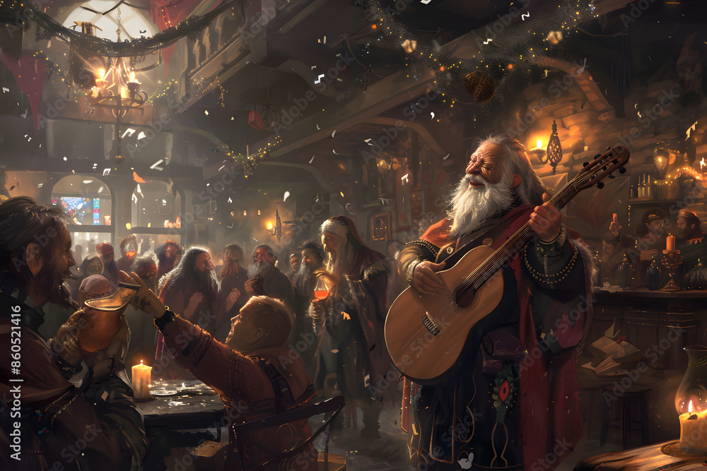 A high-resolution illustration of a gnome bard entertaining a crowd ...