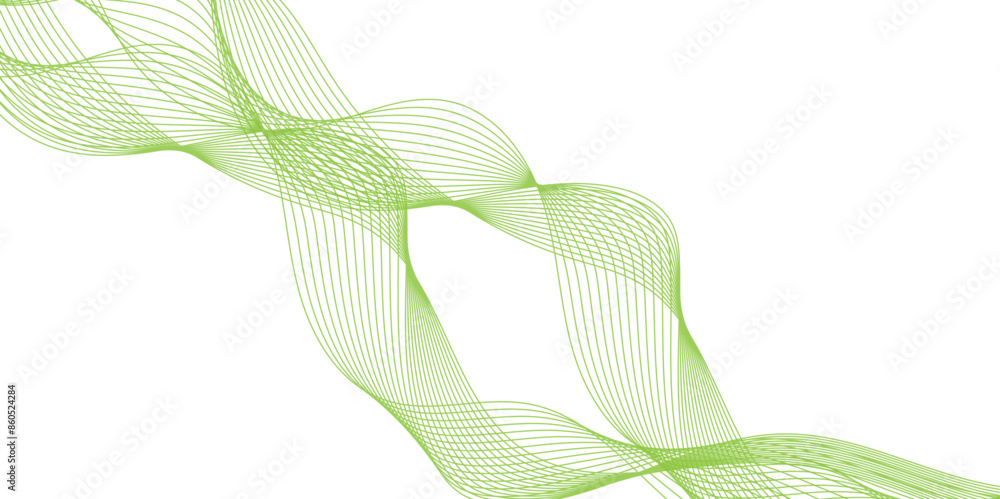 Abstract green wavy lines isolated on a transparent background ...