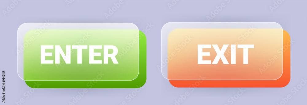 Glass morphism enter and exit sign set. Vector elements Stock Vector ...