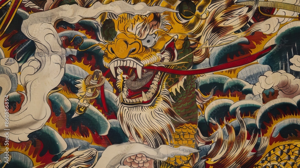 A traditional Japanese print depicting a picture of liveliness and ...