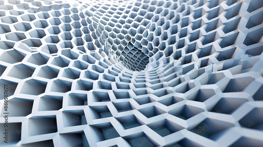 A pattern of interlocking hexagons creating a sense of infinite depth ...