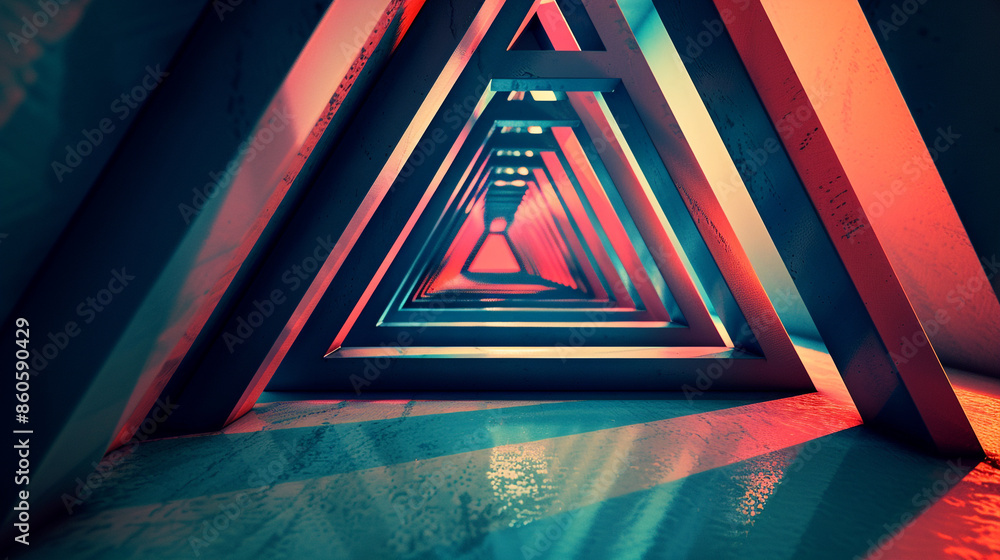 A series of interlocking triangles that create a 3D depth effect ...