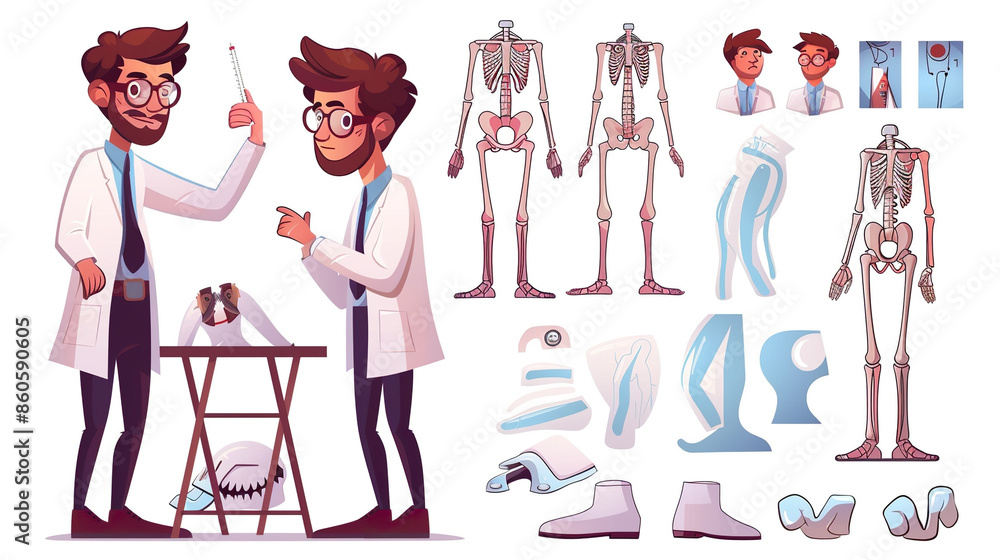Cartoon Biomedical Engineer designing prosthetics Stock Illustration ...