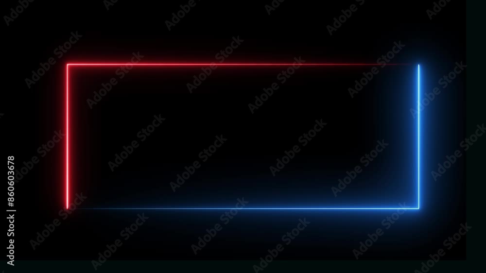 Seamless loop animation rectangle frame 4K video motion graphic. Animated borders frame glowing ...