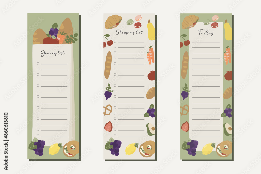 Grocery Shopping list printable template memo note format. Planner page ...