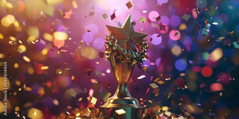 Lifetime Achievement Trophy Celebration A golden lifetime achievement ...