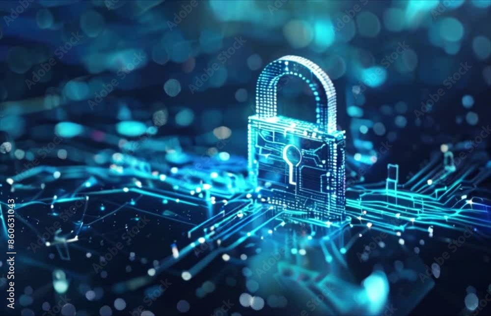 Padlock with keyhole digital icon. Personal data security and ...