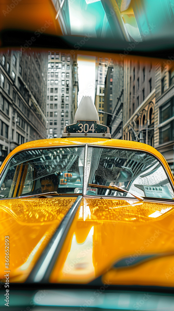 Portrait of a taxi driver, captioned inside in the car , taxi driver ...