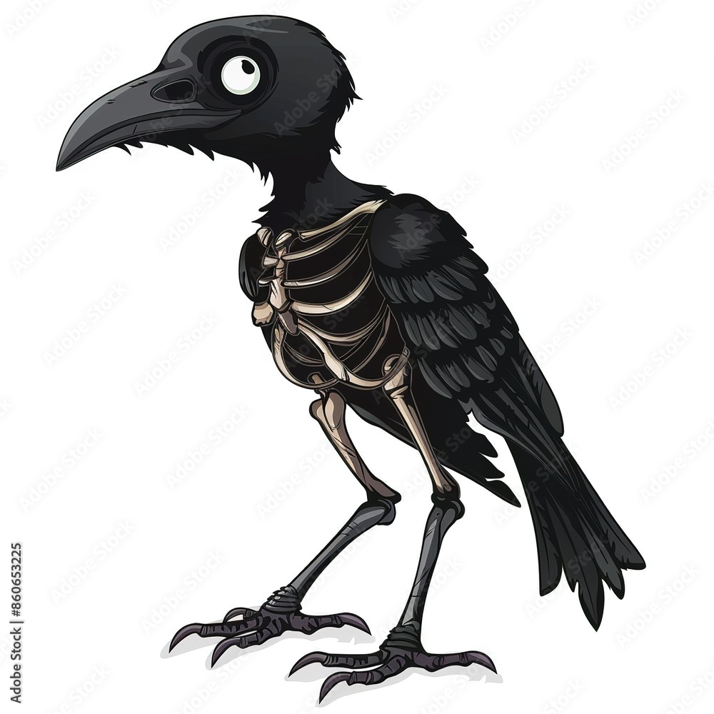 Crow skeleton cartoon isolated whitebackground Stock Illustration ...