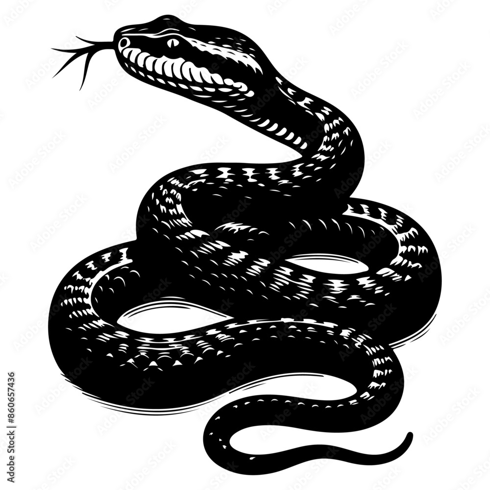 A danger wildlife snake, a black snake vector illustration isolated on ...