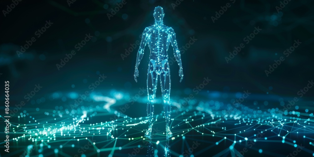 Advanced Medical Hologram of Human Body A detailed 3D hologram of a ...