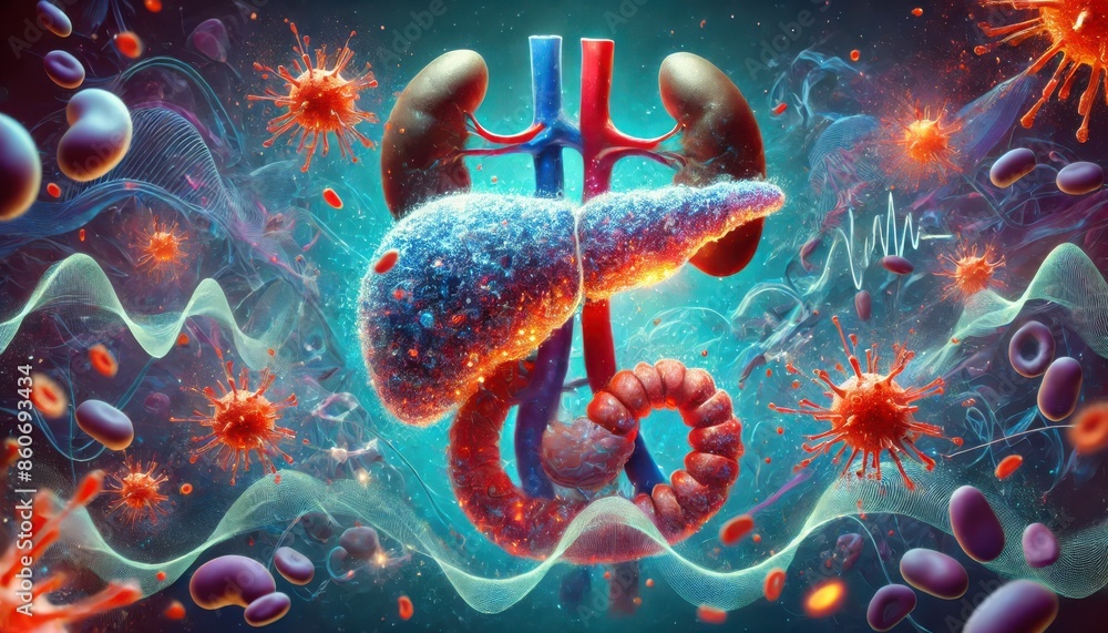 Intricate 3D Medical Illustration of Human Organs with Emphasis on ...