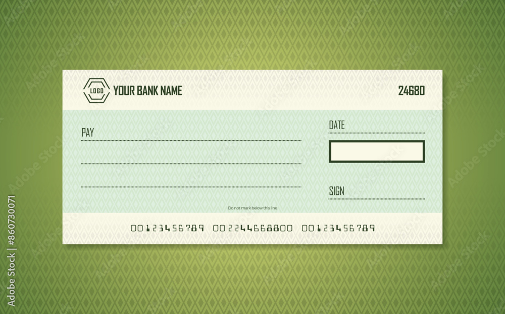 Blank bank check. Checkbook cheque template. Checkbook cheque template ...