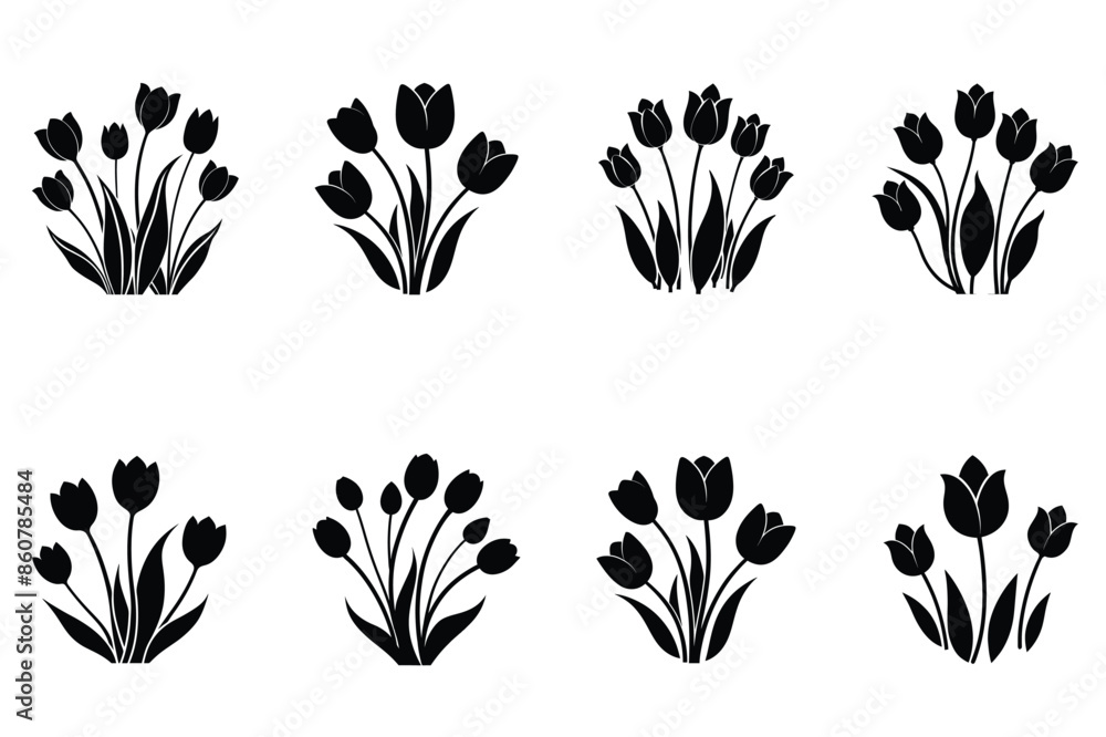 Tulip line art silhouette vector tulip, vector, line, art, silhouette ...