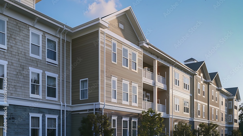 detailed architectural study of a multi-family residential building ...