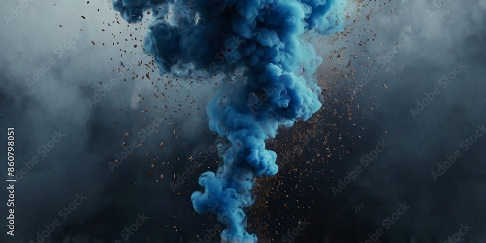 Realistic isolated blue fire effect particles embers on background ...