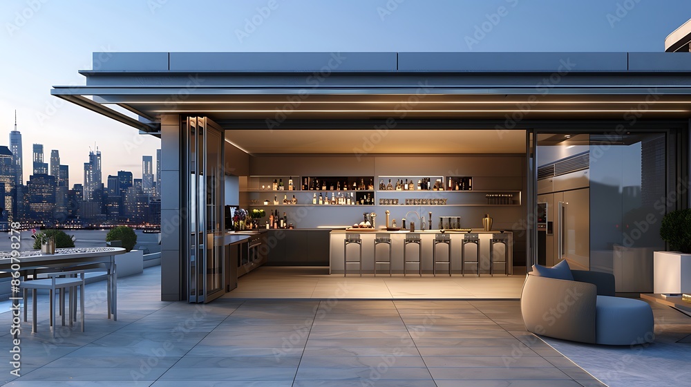 urban oasis featuring a sliding wall that transforms a modern kitchen ...