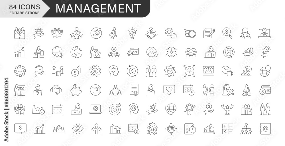 Management line icons set. Business Managment and Direction elements ...
