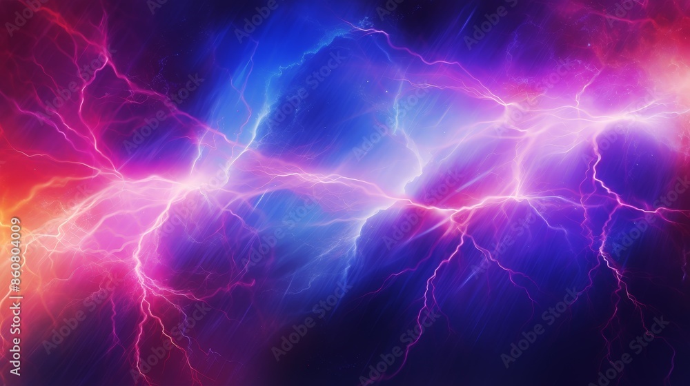 Vibrant electric lightning bolts in a colorful abstract background ...