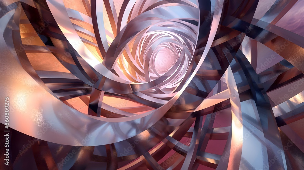 22. Design a kinetic abstract composition with swirling ribbons of ...