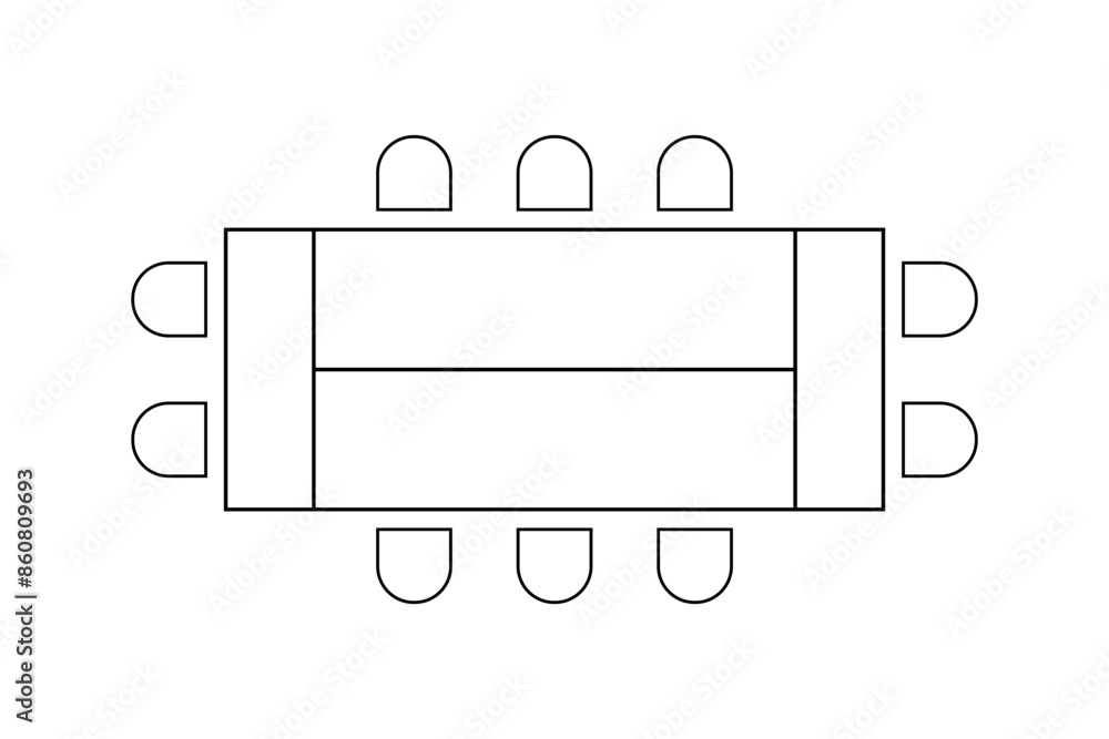 Conference table and chairs icons top view. Business office or worspace ...