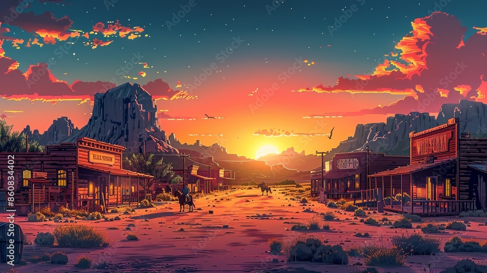 Wild West Showdown: Design an illustration of a dramatic cowboy ...