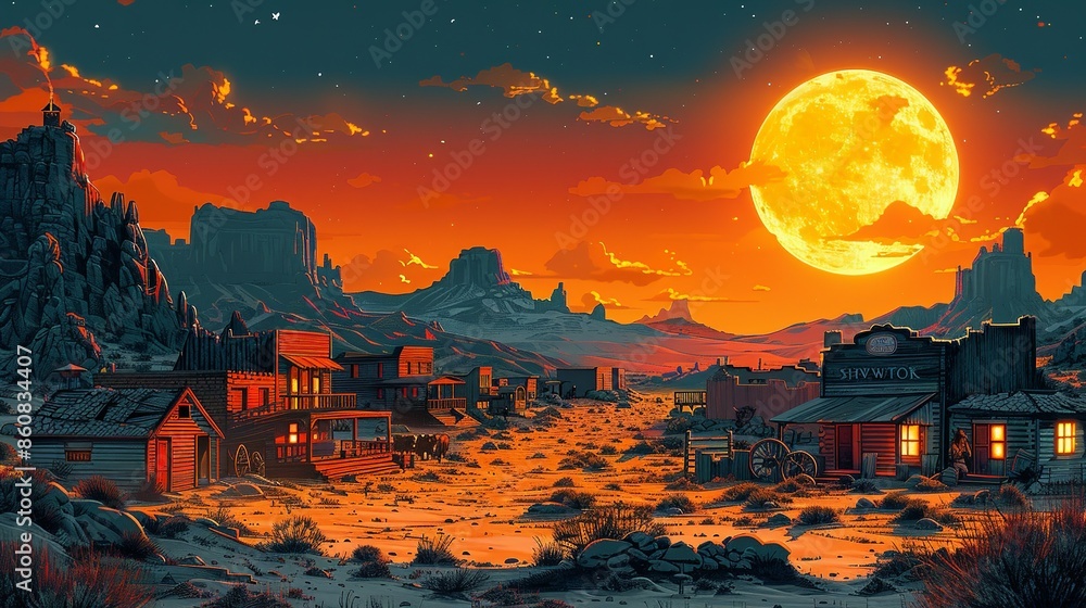 Wild West Showdown: Design an illustration of a dramatic cowboy ...