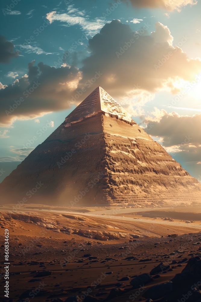 Pyramid in the Desert, Sci-fi Fantasy Landscape Backdrop, Mystical ...