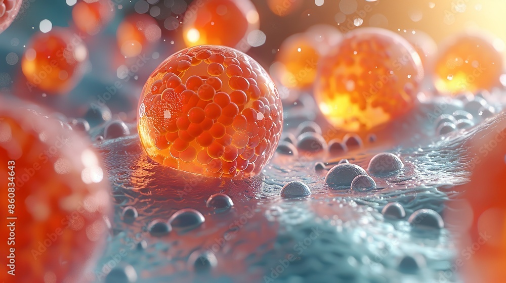3D rendering of stem cells under a microscope, highlighting their ...