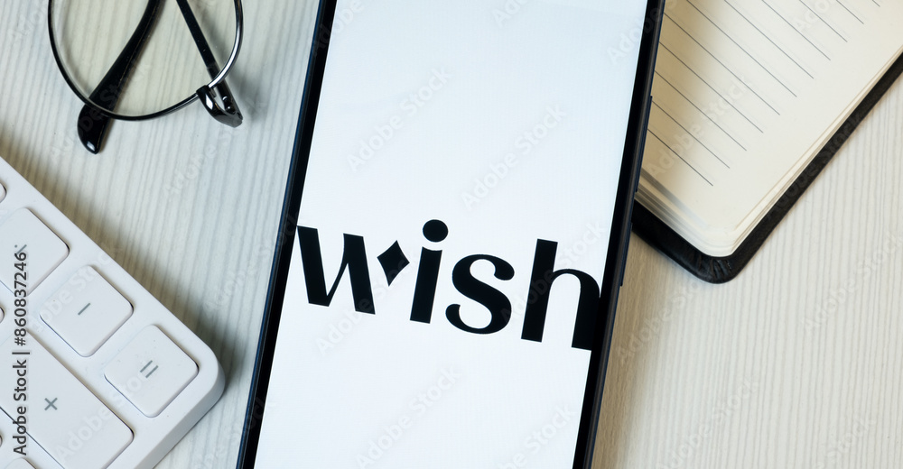 New York, USA - 21 June 2024: ContextLogic wish.com Logo on Phone ...
