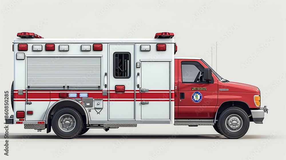 A detailed ambulance illustration, depicted with precision and clarity ...