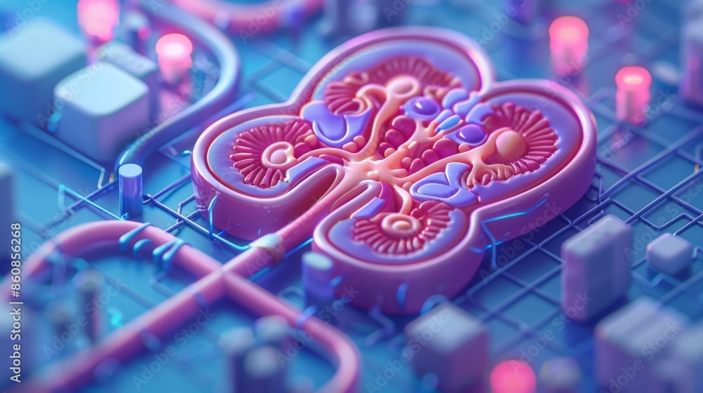 the process of human renal system, showing nephron function, filtration ...