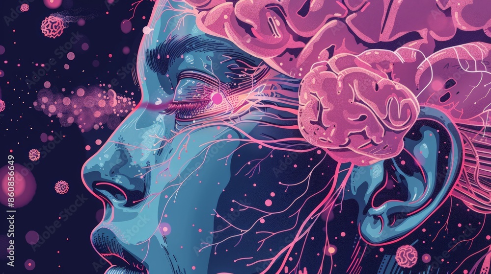 the process of human smell, showing olfactory receptors, olfactory bulb ...