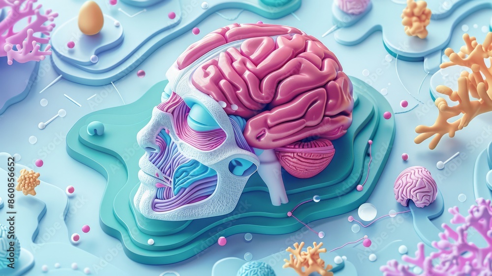 the process of human smell, showing olfactory receptors, olfactory bulb ...
